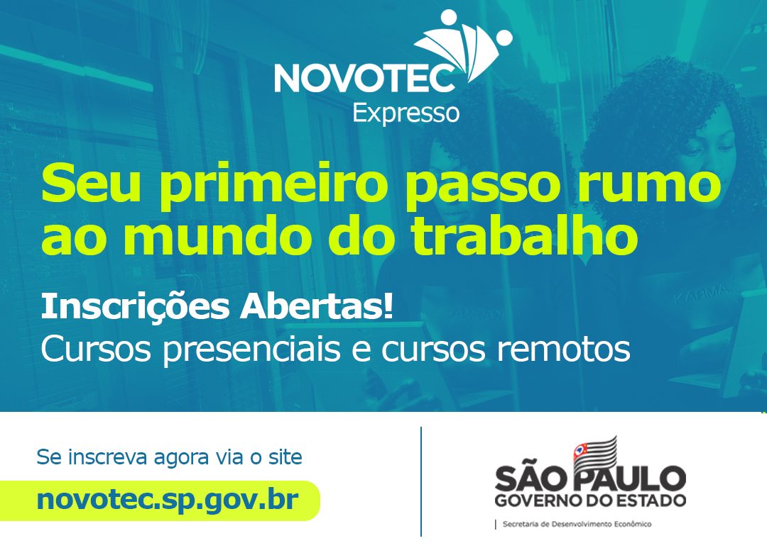 Governo de São Paulo abre inscrições para 40 mil vagas no Novotec Expresso