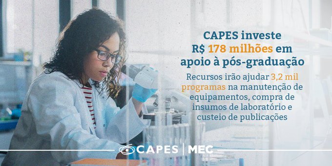 Capes vai investir R$ 178 milhões na pós-graduação